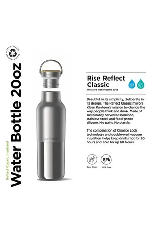 KLEAN KANTEEN 20oz Classic Insulated Water Bottlereflect With Wooden Cap