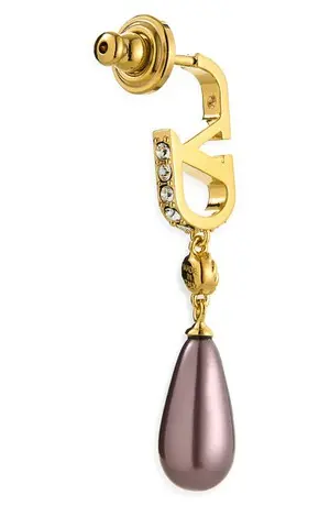 Valentino Garavani Vlogo Drop Earrings With Crystal Accents And Glass Teardrops