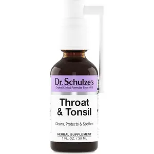 DR. SCHULZE'S Throat & Tonsil Spray For Throat Support And Immunity, Plant-based Formula - Brown