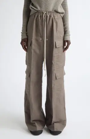 Rick Owens Rick Owens Wide-Leg Cargo Pants With Exaggerated Drawstring Detail Dust