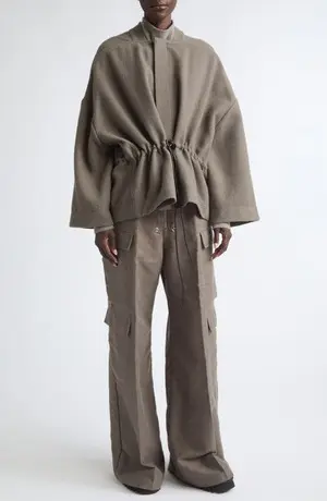 Rick Owens Wide-leg Cargo Pants With Exaggerated Drawstring Detail - Dust