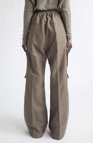Rick Owens Wide-leg Cargo Pants With Exaggerated Drawstring Detail - Dust