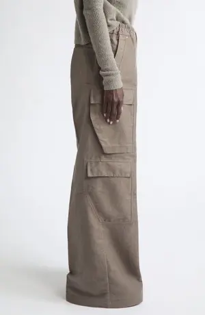 Rick Owens Wide-leg Cargo Pants With Exaggerated Drawstring Detail - Dust