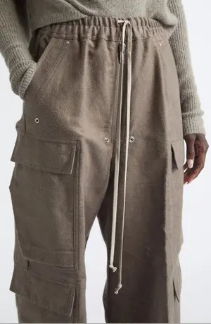 Rick Owens Wide-leg Cargo Pants With Exaggerated Drawstring Detail