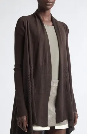 Rick Owens Asymmetrical Wool Cardigan