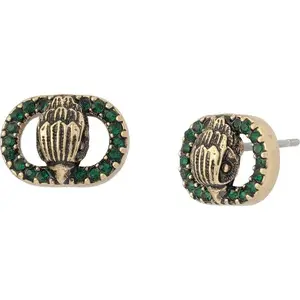 Kurt Geiger Eagle Stud Earrings With Rhinestones - Green