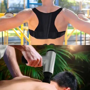 PURSONIC Adjustable Posture Corrector And 6-speed Massage Gun Set