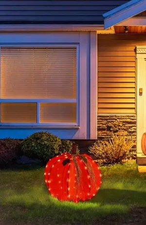 GLITZHOM 25"h Fall Lighted Foldable Pumpkin Outdoor Decor With Timer
