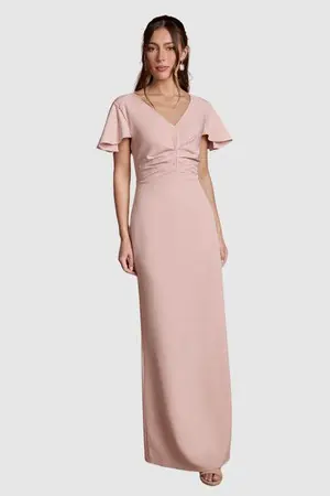 Coast Crepe Fold Bridesmaid Maxi Dress - Blush