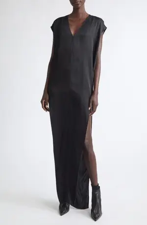 Rick Owens Arrowhead Satin Shift Gown - Black