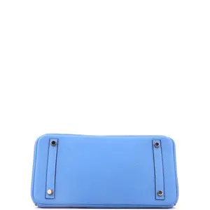 Hermès Birkin Handbag Clemence With Gold Hardware 30 - Blue