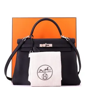 Hermès Kelly Handbag Togo With Palladium Hardware 32 - Black