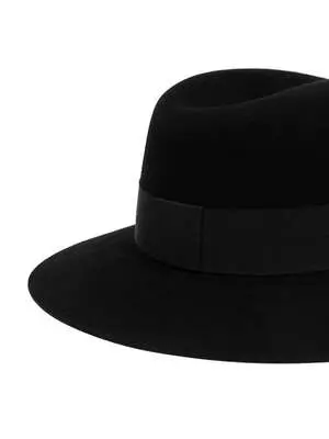 MAISON MICHEL Henrietta Logo Plaque Fedora Hat