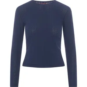 24/7 Cable Knit Crew Neck Top - Dark Denim