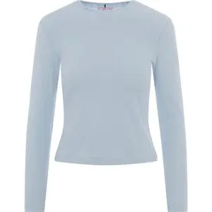 24/7 Crew Neck Long Sleeve Top - Light Denim