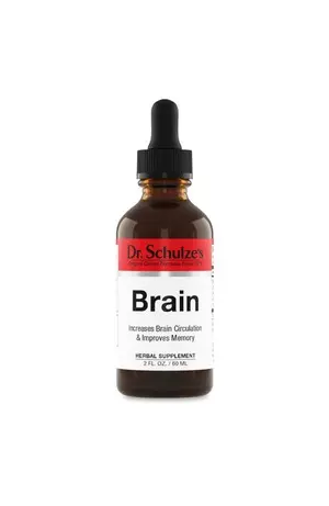DR. SCHULZE'S Brain Formula Supplement For Clear Thinking, Focus, Healthy Eyesight And Hearing Support, Plant-based Ingredients - Brown