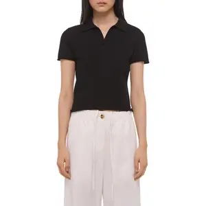 Helmut Lang Shrunken Knit Polo - Black