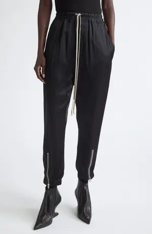 Rick Owens Tecüatl Satin Track Pants - Black