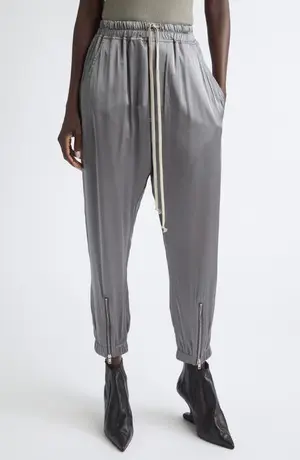 Rick Owens Tecuatl Satin Track Pants - Steel