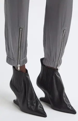 Rick Owens Tecuatl Satin Track Pants - Steel