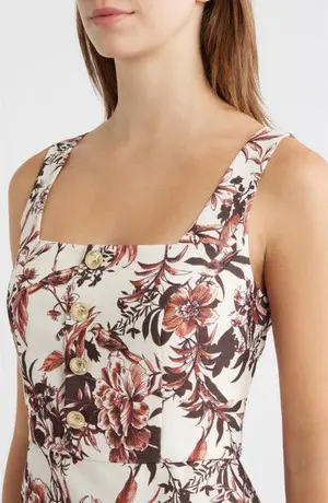 Eliza J Floral Print Square Neck Sheath Dress
