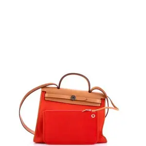 Hermès Herbag Zip Leather And Toile 31 - Red