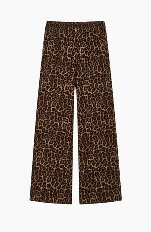 ANINE BING Roslyn Relaxed Wide-leg Pants - Black/brown Leopard