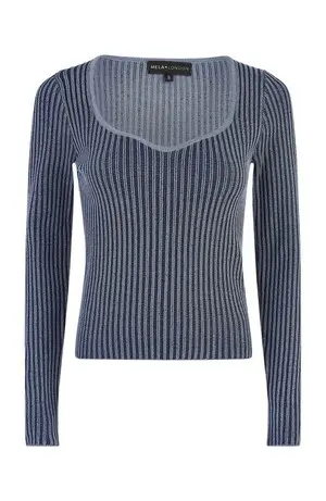 YUMI Sweetheart Neck Fitted Ribbed Knit Top