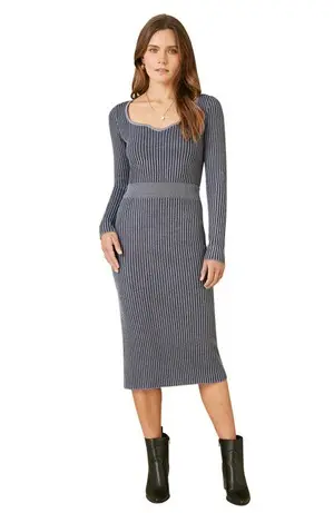 YUMI Sweetheart Neck Fitted Ribbed Knit Top