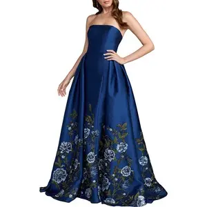 Mac Duggal Strapless Embroidered Mikado Ball Gown