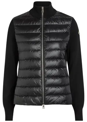 Moncler Padded Wool And Nylon Jacket - Black