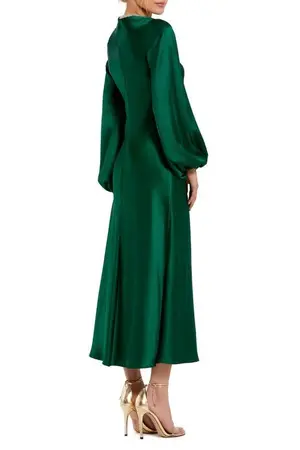 Mac Duggal Petite Crystal Embellished High Neck Satin Dress