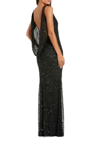 Mac Duggal Sleeveless Embellished Gown With Draped Beading