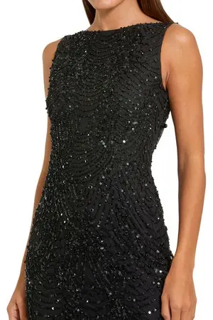 Mac Duggal Sleeveless Embellished Gown With Draped Beading