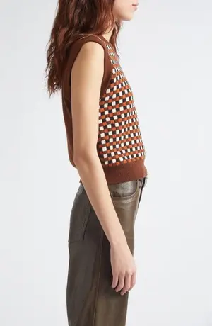 GOLDEN GOOSE Roby Sweater Vest - Brown/black/orange