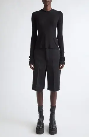 Rick Owens Rib Crop Hoodie With Drawstring