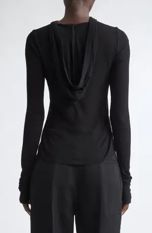 Rick Owens Rib Crop Hoodie With Drawstring