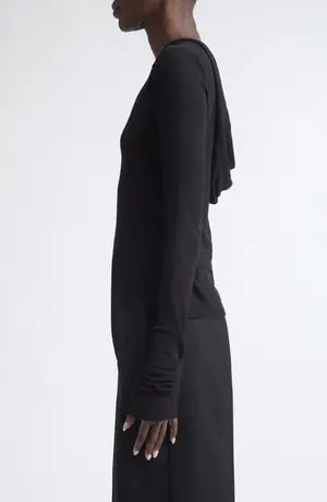 Rick Owens Rib Crop Hoodie With Drawstring