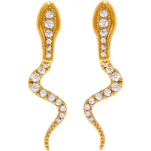 GIRLS CREW Python Pavé Cubic Zirconia Jacket Earrings - Gold