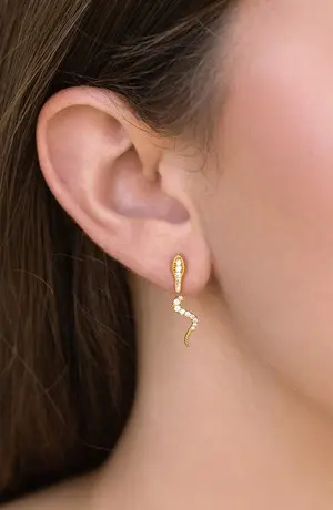 GIRLS CREW Python Pavé Cubic Zirconia Jacket Earrings