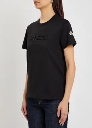 Moncler Logo Appliqué Cotton T-shirt - Black