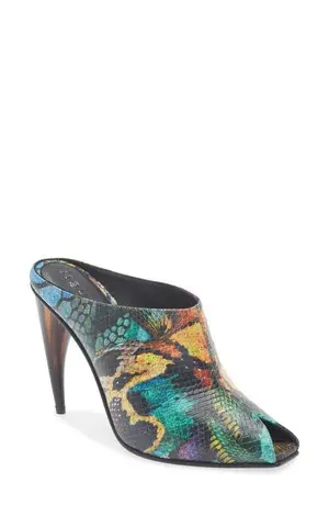 Alexander McQueen Horn Shaped Heel Peep Toe Mule - Sun