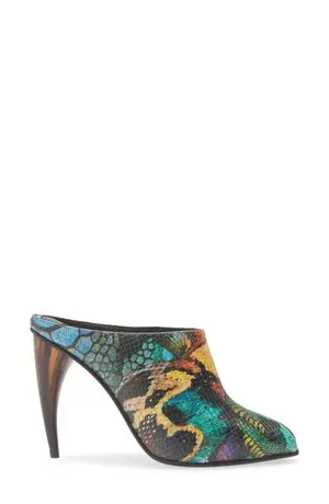 Alexander McQueen Horn Shaped Heel Peep Toe Mule