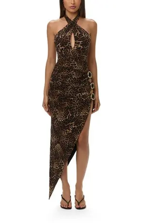 Naked Wardrobe Asymmetrical Cutout Midi Skirt
