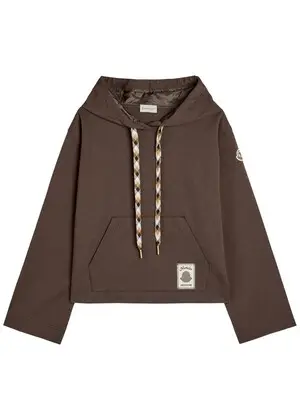 Moncler Hooded Cotton-blend Sweatshirt With Logo Badge