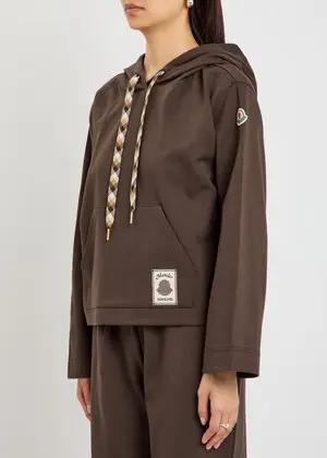 Moncler Hooded Cotton-blend Sweatshirt With Logo Badge