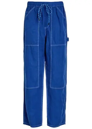 Rag & Bone Atlas Panelled Relaxed Straight-leg Linen Trousers - Blue