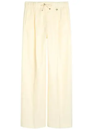 Moncler Drawstring Straight-leg Wool Trousers - Cream