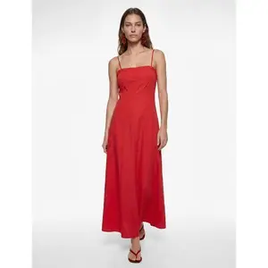 Koton Cotton Slim Fit Strappy Midi Dress - Red