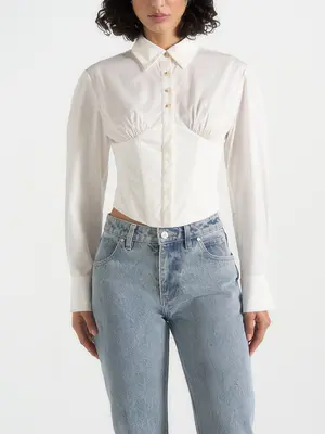 Manière De Voir Margot Cotton Corset Shirt - White